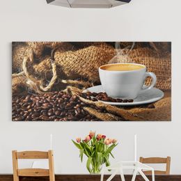 Bilderwelten Leinwandbild - Querformat Kaffee am Morgen