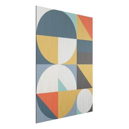 Bilderwelten Alu Dibond Outdoor Bild bunt modern wetterfest - Geometrische Formen in Bunt - Geometrisch Wohnzimmer Schlafzimmer