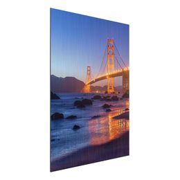 Bilderwelten Alu-Dibond Outdoor Bild Golden Gate Bridge am Abend