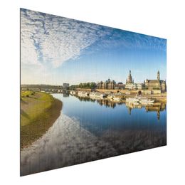 Bilderwelten Alu Dibond Outdoor Bild Stadt beige Motiv wetterfest - Die Wei&szlig;e Flotte von Dresden - Dresden Wohnzimmer Schlafzimmer