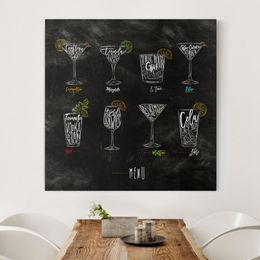 Bilderwelten Leinwandbild - Quadrat Cocktail Menu