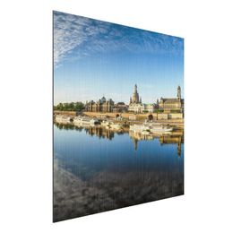 Alu Dibond Outdoor Bild - Die Wei&szlig;e Flotte von Dresden - Stadt beige Motiv wetterfest Dresden Wohnzimmer Schlafzimmer