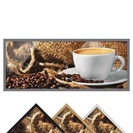 Bilderwelten Bild mit Rahmen - Panorama Kaffee am Morgen