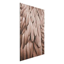 Alu Dibond Outdoor Bild - Federn in Rosegold - Federn braun Motiv wetterfest Feder Wohnzimmer Schlafzimmer