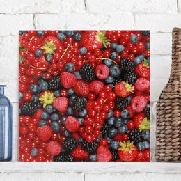 Bilderwelten Leinwandbild - Quadrat Fruchtige Waldbeeren