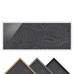 Bilderwelten Bild mit Rahmen Tiere einzigartig modern inkl. Rahmung - No.DS3 Zebrastreifen Schwarz - Deko Wohnzimmer Schlafzimmer