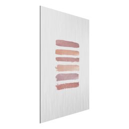 Alu Dibond Outdoor Bild - Gedeckte Ros&eacute; Streifen - originell rosa modern Aquarell Deko Wohnzimmer Schlafzimmer