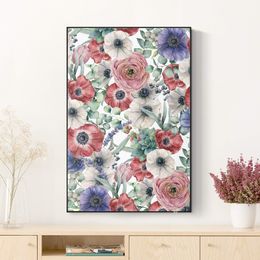 Bilderwelten Akustik-Wechselbild Buntes Mohnblumen Aquarell