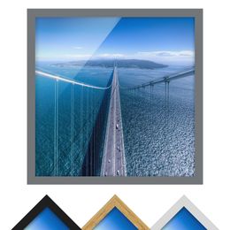 Bilderwelten Bild mit Rahmen - Quadrat Br&uuml;cke zur Insel