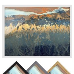 Bilderwelten Bild mit Rahmen Natur blau Motiv inkl. Rahmung - Kalifornien aus der Luft - Landschaft Wohnzimmer Schlafzimmer