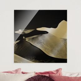 Bilderwelten Glasbild Natur Abstrakt schwarz weiss Glas Wandbild - W&uuml;ste - Abstrakte D&uuml;nen - W&uuml;ste Wohnzimmer Schlafzimmer