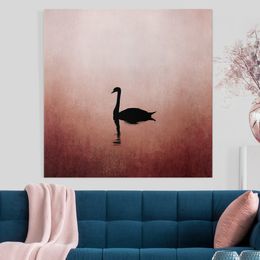 Bilderwelten Leinwandbild Schwan im Sonnenuntergang