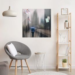 Bilderwelten Glasbild Portrait Motiv einzigartig Glas Wandbild - Verregnetes Chicago - Architektur Wohnzimmer Schlafzimmer