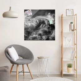 Bilderwelten Glasbild Himmel Motiv schwarz weiss Glas Wandbild - Ein Sturm zieht auf - Himmel Wohnzimmer Schlafzimmer