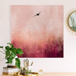 Bilderwelten Leinwandbild Vogel im Sonnenuntergang