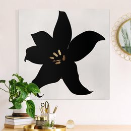 Bilderwelten Leinwandbild Grafische Pflanzenwelt - Orchidee Schwarz und Gold
