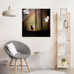 Bilderwelten Glasbild Wald Motiv braun Glas Wandbild - Der Herr des Waldes - B&auml;ume Wohnzimmer Schlafzimmer