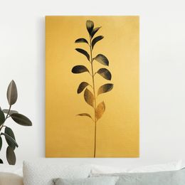 Bilderwelten Leinwandbild Grafische Pflanzenwelt - Gold und Grau