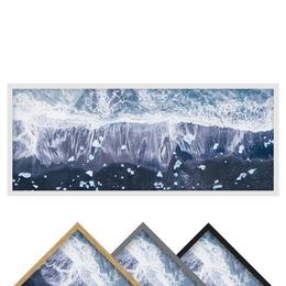 Bilderwelten Bild mit Rahmen Strand blau Motiv inkl. Rahmung - Luftbild - J&ouml;kuls&aacute;rl&oacute;n in Island - Landschaft Wohnzimmer Schlafzimmer