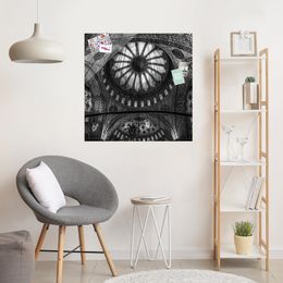 Bilderwelten Glasbild Spirituell Orientalisch schwarz weiss Glas Wandbild - Die Kuppeln der blauen Moschee - Architektur Wohnzimmer Schlafzimmer