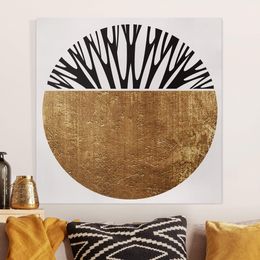 Bilderwelten Leinwandbild Abstrakte Formen - Goldener Kreis