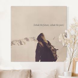 Bilderwelten Leinwandbild Natur Motiv Kunstdruck beige - Lyrische Landschaften - Atmen - Berg XXL Wohnzimmer Schlafzimmer