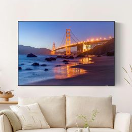 Akustik-Wechselbild Golden Gate Bridge am Abend
