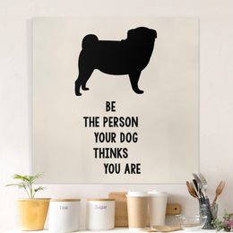 Bilderwelten Leinwandbild Tiere modern Kunstdruck schwarz weiss - Denkender Mops - Hund XXL Wohnzimmer Schlafzimmer
