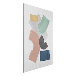 Alu Dibond Outdoor Bild - Pinselbl&ouml;cke in Pastell - originell grau modern wetterfest Deko Wohnzimmer Schlafzimmer