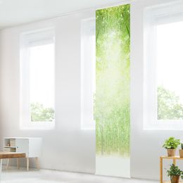 Bilderwelten Schiebegardine Wald Motiv 3D-Effekt - Bamboo Way - B&auml;ume Schiebevorhang Wohnzimmer Schlafzimmer