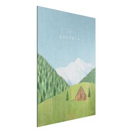 Bilderwelten Alu Dibond Outdoor Bild Stadt gr&uuml;n Illustration wetterfest - Reiseposter - Austria - Skylines Wohnzimmer Schlafzimmer