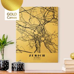Bilderwelten Leinwandbild - Hochformat Stadtplan Z&uuml;rich - Klassik