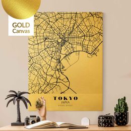 Bilderwelten Leinwandbild - Hochformat Stadtplan Tokyo - Klassik