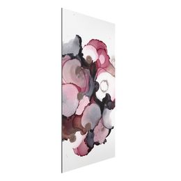 Bilderwelten Alu Dibond Outdoor Bild originell rosa Abstrakt Aquarell - Pink-Beige Tropfen mit Ros&eacute;gold - Deko Wohnzimmer Schlafzimmer