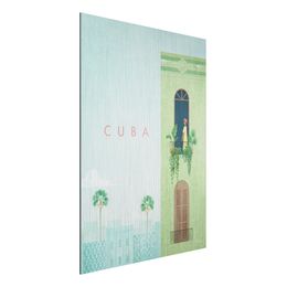 Bilderwelten Alu Dibond Outdoor Bild Stadt gr&uuml;n Illustration wetterfest - Reiseposter - Cuba - Amerika Wohnzimmer Schlafzimmer