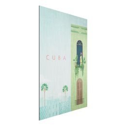 Alu Dibond Outdoor Bild - Reiseposter - Cuba - Stadt gr&uuml;n Illustration wetterfest Amerika Wohnzimmer Schlafzimmer
