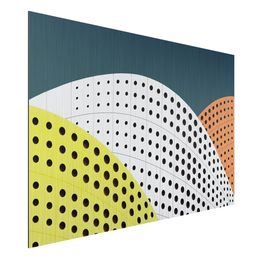 Bilderwelten Alu Dibond Outdoor Bild Stadt bunt Motiv wetterfest - Perforation in Architektur - Architektur Wohnzimmer Schlafzimmer