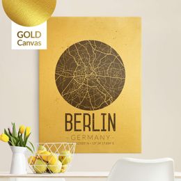 Bilderwelten Leinwandbild - Hochformat Stadtplan Berlin - Retro