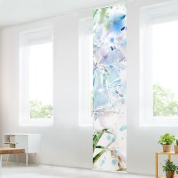 Bilderwelten Schiebegardine Set Aquarell Blumen Lilien
