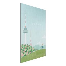Bilderwelten Alu Dibond Outdoor Bild originell bunt Illustration wetterfest - Reiseposter - Seoul - Asia Wohnzimmer Schlafzimmer