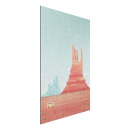 Bilderwelten Alu Dibond Outdoor Bild Natur rot Illustration wetterfest - Reiseposter - Route 66 - Amerika Wohnzimmer Schlafzimmer