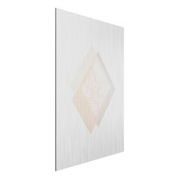 Bilderwelten Alu Dibond Outdoor Bild grau Illustration wetterfest - Sanfte Farben Geometrie Karo - Geometrisch Wohnzimmer Schlafzimmer