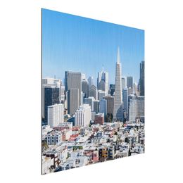 Alu Dibond Outdoor Bild - San Francisco Skyline - Stadt blau Motiv wetterfest Architektur Wohnzimmer Schlafzimmer