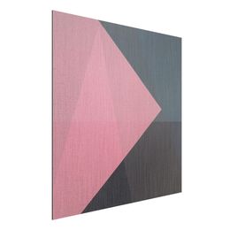 Alu Dibond Outdoor Bild - Rosa Transparenz Geometrie - originell rosa Abstrakt wetterfest Deko Wohnzimmer Schlafzimmer