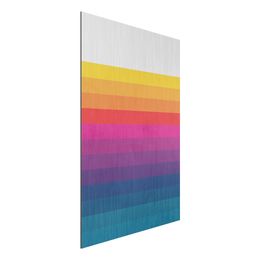 Alu Dibond Outdoor Bild - Retro Regenbogen Streifen - bunt Pop Art wetterfest Regenbogen Kinderzimmer Baby M&auml;dchen Jungen