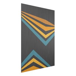 Bilderwelten Alu-Dibond Outdoor Bild Parallelecken in Gelb und Blau