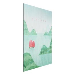 Bilderwelten Alu Dibond Outdoor Bild originell gr&uuml;n Illustration wetterfest - Reiseposter - Vietnam - Asia Wohnzimmer Schlafzimmer