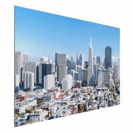 Alu Dibond Outdoor Bild - San Francisco Skyline - Stadt blau Motiv wetterfest Architektur Wohnzimmer Schlafzimmer