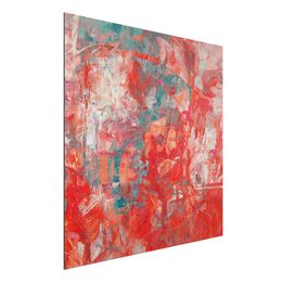 Alu Dibond Outdoor Bild - Roter Feuertanz - originell rot Abstrakt wetterfest Deko Wohnzimmer Schlafzimmer