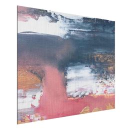 Bilderwelten Alu Dibond Outdoor Bild originell rosa Abstrakt wetterfest - Rosa Sturm mit Gold - Deko Wohnzimmer Schlafzimmer